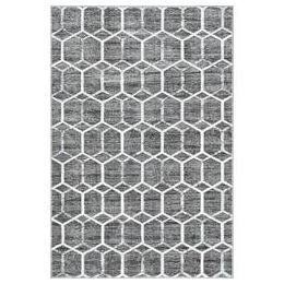Teppich "Titan Trellis, LAGERR&Auml;UMUNG", grau (grau, elfenbeinfarben), B:183cm H:13mm L:274cm, Polypropylen (PP), MyFlair M&Ouml;BEL & ACCESSOIRES, Teppiche, Teppich, Kurzflor, gewebt, modernes geometrisches Design