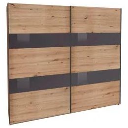 Schwebet&uuml;renschrank wimex "Altona", grau (artisan eiche, grauglas), B:225cm H:208cm T:65cm, Holzwerkstoff, Schr&auml;nke, Schwebet&uuml;renschrank, mit Glaselementen und zus&auml;tzlichen Einlegeb&ouml;den
