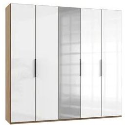 Kleiderschrank wimex "Level by fresh to go", braun (plankeneichefarben, wei&szlig;glas), B:250cm H:236cm T:58cm, Schr&auml;nke, Kleiderschrank Dreht&uuml;renschrank, mit Glas- und Spiegelt&uuml;ren