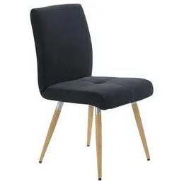 K+w Komfort & Wohnen 4-Fu&szlig;stuhl K+W KOMFORT & WOHNEN "6411", grau (anthrazit 82, asteiche natur), B:48cm H:90cm T:62cm, St&uuml;hle, mit Sitzsteppung, Edelstahlgriff am R&uuml;cken, Massivholzbeine