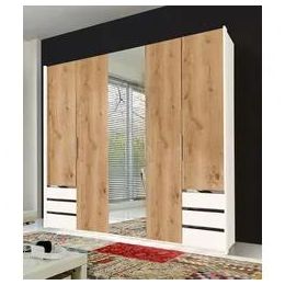 Kleiderschrank wimex "Level by fresh to go", wei&szlig; (wei&szlig;, plankeneichefarben), B:250cm H:236cm T:58cm, Schr&auml;nke, Kleiderschrank, mit Spiegelt&uuml;ren und Schubladen