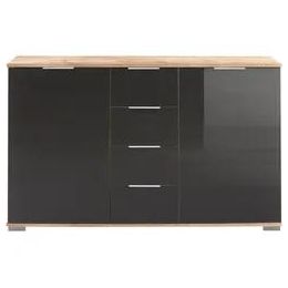 Kombikommode wimex "Easy", grau (plankeneichefarben, grauglas), B:130cm H:83cm T:40,5cm, Sideboards, Kombikommode