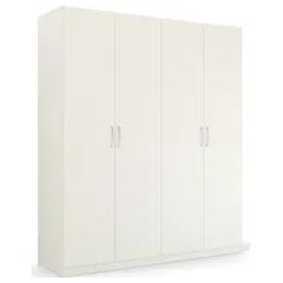 Dreht&uuml;renschrank Rauch "Kleiderschrank Schrank Garderobe Ankleide PURE BY QUADRA SPIN", wei&szlig; (alpinwei&szlig;), B:181cm H:210cm T:54cm, Holzwerkstoff, Schr&auml;nke, Dreht&uuml;renschrank, mit Spiegel, in puristischem Design, Griffe alufarben MADE IN GERMANY