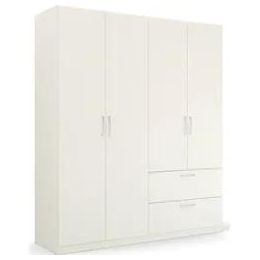 Dreht&uuml;renschrank Rauch "Kleiderschrank Schrank Garderobe Ankleide PURE BY QUADRA SPIN", wei&szlig; (alpinwei&szlig;), B:181cm H:210cm T:54cm, Holzwerkstoff, Schr&auml;nke, Dreht&uuml;renschrank, in puristischem Design mit Griffen in Alufarben MADE IN GERMANY