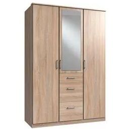 Kleiderschrank wimex "Click", braun (struktureichefarben hell), B:135cm H:199cm T:58cm, Schr&auml;nke, Kleiderschrank Dreht&uuml;renschrank, mit Spiegel