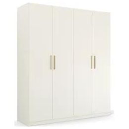 Kleiderschrank Rauch "Dreht&uuml;renschrank Schrank Garderobe Ankleide SKANDI BY QUADRA SPIN", wei&szlig; (alpinwei&szlig;), B:181cm H:210cm T:54cm, Holzwerkstoff, Schr&auml;nke, Kleiderschrank, im Landhaus-Stil mit Massivholzgriffen aus Wildeiche