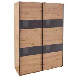 Schwebet&uuml;renschrank wimex "Altona", grau (artisan eiche, grauglas), B:135cm H:198cm T:64cm, Holzwerkstoff, Schr&auml;nke, Schwebet&uuml;renschrank, mit Glaselementen und zus&auml;tzlichen Einlegeb&ouml;den