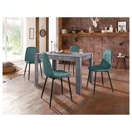 Essgruppe OTTO HOME, blau (schieferfarben, blau), B:120cm, Sitzm&ouml;bel-Sets, Essgruppe, mit Esstisch 120 cm breit