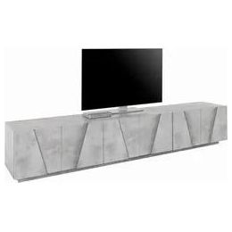 Lowboard Home Affaire "PING, TV-Board, TV-Band, TV-Kommode", silber (silber beton matt), B:243,8cm H:46cm T:44cm, Sideboards, Lowboard, mit 6 T&uuml;ren, Breite 243,8 cm