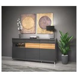 Sideboard OTTO HOME "Onyx", grau (anthrazit, walnussfarben), B:167,5cm H:87,5cm T:45,2cm, Holzwerkstoff, Sideboards, Sideboard, Kommode mit Soft-Close-Funktion, Breite 167,5 cm