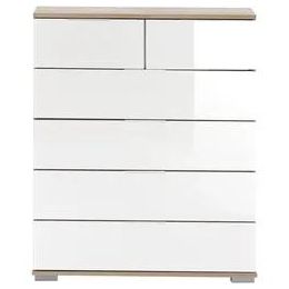 Schubkastenkommode wimex "Easy", braun (struktureichefarben hell, wei&szlig;glas), B:82cm H:102cm T:41cm, Sideboards, mit Glas- oder Spiegelfront