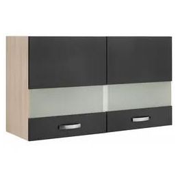 Glash&auml;ngeschrank Optifit "Faro", grau (anthrazit), B:100cm H:57,6cm T:34,6cm, Schr&auml;nke, Glash&auml;ngeschrank, mit Metallgriffen, Breite 100 cm