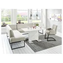 Eckbank exxpo - SOFA FASHION "Affogato, hoher Sitzkomfort, bequem", silber, B:197cm H:82cm T:265cm, Struktur: Webvelour 100% Polyester, Sitzb&auml;nke, Eckbank, Frei im Raum stellbar