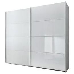 Schwebet&uuml;renschrank wimex "Ernesto", wei&szlig; (wei&szlig;, glas wei&szlig;), B:225cm H:208cm T:65cm, Holzwerkstoff, Schr&auml;nke, Schwebet&uuml;renschrank, mit farbigen Glaselementen