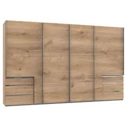 Schwebet&uuml;renschrank wimex "Level by fresh to go", braun (plankeneichefarben), B:350cm H:216cm T:65cm, Schr&auml;nke, Schwebet&uuml;renschrank, mit Synchron&ouml;ffnung