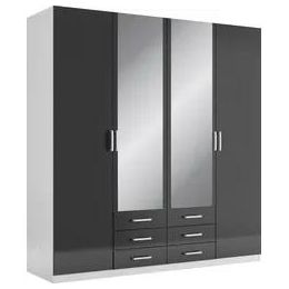 Kleiderschrank Priess "Amsterdam, viel Stauraum durch viele Schubk&auml;sten", schwarz-wei&szlig; (wei&szlig;, schwarz), B:185cm H:193cm T:56cm, Holzwerkstoff, Schr&auml;nke, Kleiderschrank, mit oder ohne LED-Beleuchtung