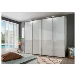 Schwebet&uuml;renschrank Wiemann "Shanghai, Made in Germany", wei&szlig; (wei&szlig;, kieselgrau), B:300cm H:236cm T:67cm, Schr&auml;nke, Schwebet&uuml;renschrank, mit praktischer Panorama-T&uuml;r und edler Glasfront, lautlos gleitend