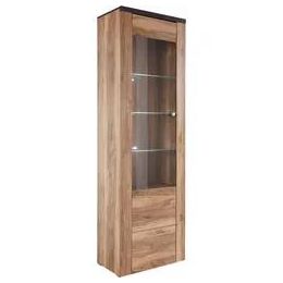 Vitrine OTTO HOME "Larona, zeitlose Glasvitirne, Hochschrank H&ouml;he 205,6 cm", braun (satinnussbaumfarben, schwarzwood), B:65cm H:205,6cm T:37cm, Schr&auml;nke, Vitrine, Stauraumvitrine mit dekorativer Rahmenoptik