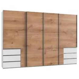 Schwebet&uuml;renschrank wimex "Level by fresh to go", wei&szlig; (wei&szlig;, plankeneichefarben), B:350cm H:236cm T:65cm, Schr&auml;nke, Schwebet&uuml;renschrank, mit Synchron&ouml;ffnung