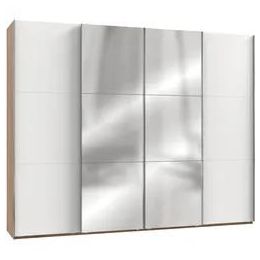 Schwebet&uuml;renschrank wimex "Level by fresh to go", wei&szlig; (plankeneichefarben, wei&szlig;), B:300cm H:236cm T:65cm, Schr&auml;nke, Schwebet&uuml;renschrank, mit Synchron&ouml;ffnung