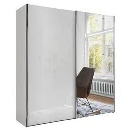 Schwebet&uuml;renschrank Wiemann "Monaco", wei&szlig; (wei&szlig;, glas wei&szlig;, kristallspiegel), B:197,3cm H:236cm T:67cm, Floatglas, Holzwerkstoff, Schr&auml;nke, Schwebet&uuml;renschrank, mit Glasfront sowie hochwertigen Beschl&auml;gen