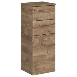 Unterschrank SAPHIR "Quickset Badschrank mit 1 T&uuml;r und 2 Schubladen, 35 cm breit", braun (eiche ribbeck, eiche ribbeck), B:35cm H:90,5cm T:33cm, Holzwerkstoff, Schr&auml;nke, Bad-Unterschrank Unterschrank, Badezimmer-Unterschrank inkl. T&uuml;rd&auml;mpfer, Griffe in Chrom Glanz