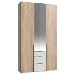 Kleiderschrank wimex "New York", wei&szlig; (wei&szlig;,struktureichefarben hell, spiegel), B:135cm H:236cm T:58cm, Schr&auml;nke, Kleiderschrank, mit Spiegelt&uuml;r
