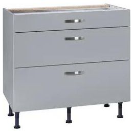 Unterschrank KOCHSTATION "KS-Cara", grau (basaltgrau, basaltgrau), B:90cm H:87cm T:58,4cm, Schr&auml;nke, Unterschrank, Breite 90 cm, mit Vollausz&uuml;gen und Soft-Close-Funktion