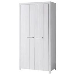 Kleiderschrank Vipack, wei&szlig;, B:100cm H:206cm T:58cm, Holzwerkstoff, Schr&auml;nke, Kleiderschrank, Ger&auml;umiger 2-trg. Kleiderschrank in Landhaus Optik, 2 F&auml;cher