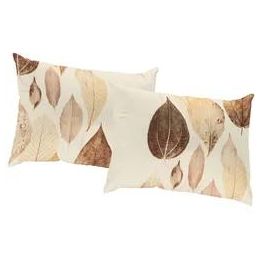 Dekokissen WIRTH "MAREK" Gr. 2, braun (braun, bedruckt gemustert), B:50cm L:50cm, Polyester, Dekokissen_Sitzkissen_Kissenh&uuml;llen, Kissenh&uuml;lle ohne F&uuml;llung, 2 St&uuml;ck