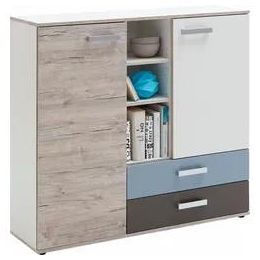 Kommode FMD "Nona 4", bunt (wei&szlig;, sandeichefarben, bunt), Sideboards, Kommode, Breite 117 cm