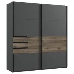 Schwebet&uuml;renschrank wimex "Bamberg", grau (graphit, flagstaffeiche), B:180cm H:198cm T:65cm, Holzwerkstoff, Schr&auml;nke, Schwebet&uuml;renschrank, inklusive 5 Regalb&ouml;den und 1 Kleiderstange