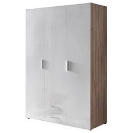 Kleiderschrank wimex "Malta", wei&szlig; (struktureichefarben hell, hochglanz wei&szlig;), B:120cm H:185cm T:54cm, Schr&auml;nke, Kleiderschrank, mit Hochglanz-Front