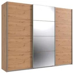 Schwebet&uuml;renschrank wimex "Norderstedt", braun (artisan eiche nachbildung, spiegel), B:270cm H:236cm T:64cm, Schr&auml;nke, Schwebet&uuml;renschrank, INKLUSIVE 2 Stoffboxen und 2 zus&auml;tzliche Einlegeb&ouml;den, mit Spiegel