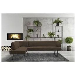Eckbank exxpo - SOFA FASHION "Americano", braun (chocco), B:270cm H:83cm T:197cm, Sitzb&auml;nke, Eckbank, mit Keder und Metallf&uuml;&szlig;en, Bezug in verschiedenen Qualit&auml;ten