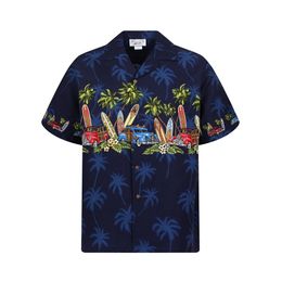 Pacific Legend Button Up Shirt 'Surfbretter Autos' male Blue size XL