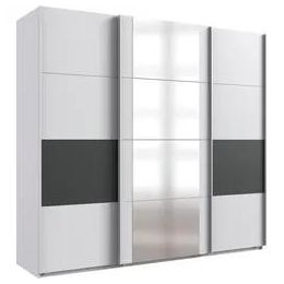 Schwebet&uuml;renschrank wimex "Barmbek Schlafzimmerschrank BESTSELLER Garderobenschrank", wei&szlig; (wei&szlig;, graphit, spiegel), B:225cm H:208cm T:64cm, Schr&auml;nke, Schwebet&uuml;renschrank, Kleiderschrank mit 2 Stoffboxen und 2 zus&auml;tzlichen B&ouml;den, Spiegelt&uuml;r