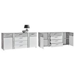 Kommode Procontour "Trenti", grau (betonfarben, wei&szlig;), B:180cm H:81cm T:40cm, Sideboards, Kommode, H&ouml;he 81 cm, mit variabel verstellbaren Einlegeb&ouml;den