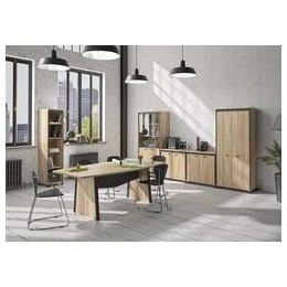 Aktenschrank GAMI "MAMBO", braun (eiche sonoma), B:80cm H:187cm T:46cm, Holzwerkstoff, Schr&auml;nke, 2 Holzt&uuml;ren, 2 Glast&uuml;ren