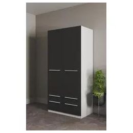 Kleiderschrank Priess "Schrank Garderobe W&auml;scheschrank Barcelona in 5 Breiten", schwarz (schwarz, wei&szlig;), B:94cm H:193cm T:54cm, Holzwerkstoff, Schr&auml;nke, Kleiderschrank, viel Stauraum, ger&auml;umige Schubk&auml;sten, mit Spiegel, MADE IN GERMANY