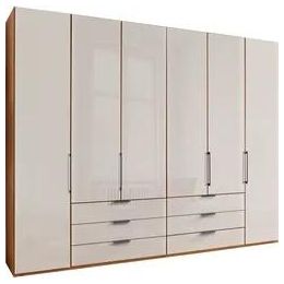 Faltt&uuml;renschrank Wiemann "Monaco, Kleiderschrank, Schrank, W&auml;scheschrank, mit edler Glasfront", braun (bianco, eiche, nachbildung, glas champagner), B:295,3cm H:236cm T:58cm, Floatglas, Holzwerkstoff, Schr&auml;nke, Kleiderschrank Dreht&uuml;renschrank, inkl. gep&auml;mpften Schubk&auml;sten und T&uuml;ren, mit Panorama&ouml;ffnung