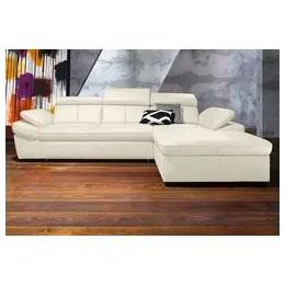 Ecksofa exxpo - SOFA FASHION "Salerno, Funktionssofa, Breite 280cm, hoher Sitzkomfort, L-Form", wei&szlig; (keramik), B:280cm H:77cm T:170cm, Microfaser-Primabelle (100% Polyester);NaturLEDER;Kunstleder;Lederfaserstoff;Luxus-Microfaser Lederoptik, Sofas, Ecksofa, inkl. Kopf- und Armteilverstellung, wahlweise mit Bettfunktion