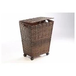 W&auml;schekorb Locker, braun, B:45cm H:57cm T:36cm, Polyrattan, W&auml;schesammler, W&auml;schekorb, Polyrattan, mit Rollen