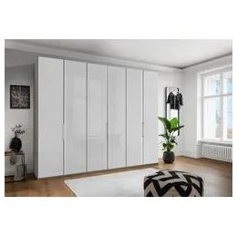 Faltt&uuml;renschrank Wiemann "Monaco", grau (kieselgrau, dekor, glas wei&szlig;), B:295,2cm H:236cm T:58cm, Floatglas, Holzwerkstoff, Schr&auml;nke, Kleiderschrank Dreht&uuml;renschrank, mit Glasfront sowie hochwertige Beschl&auml;ge