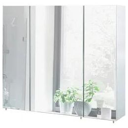 Spiegelschrank Schildmeyer "Basic", wei&szlig; (wei&szlig; glanz), B:90cm H:70,7cm T:16cm, Schr&auml;nke, Spiegelschrank, Breite 90 cm, 3-t&uuml;rig, Glaseinlegeb&ouml;den, Made in Germany