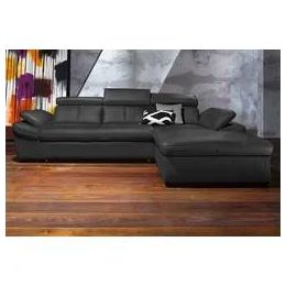 Ecksofa exxpo - SOFA FASHION "Salerno, Funktionssofa, Breite 280cm, hoher Sitzkomfort, L-Form", schwarz, B:280cm H:77cm T:170cm, Microfaser-Primabelle (100% Polyester);NaturLEDER;Kunstleder;Lederfaserstoff;Luxus-Microfaser Lederoptik, Sofas, Ecksofa, inkl. Kopf- und Armteilverstellung, wahlweise mit Bettfunktion