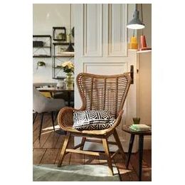 SIT-M&Ouml;BEL Sessel SIT "T-RATTAN ARMCHAIR", beige (natur), B:70cm H:95cm, Sessel, Sessel, Rattanarmlehnstuhl mit Teakholzgestell und organischer Form