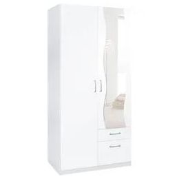 Kleiderschrank Priess, wei&szlig; (wei&szlig; uni), B:94cm H:193cm T:54cm, Holzwerkstoff, Schr&auml;nke, Kleiderschrank
