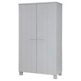 Garderobenschrank Woood "Dennis", grau (hellgrau), B:111cm H:202cm T:55cm, Holzwerkstoff, Schr&auml;nke, Garderobenschrank, mit Kleiderstange, viel Stauraum, B 111 cm x H 202 cm