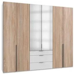 Kleiderschrank wimex "New York", wei&szlig; (wei&szlig;,struktureichefarben hell, spiegel), B:270cm H:236cm T:58cm, Schr&auml;nke, Kleiderschrank, mit Spiegelt&uuml;r